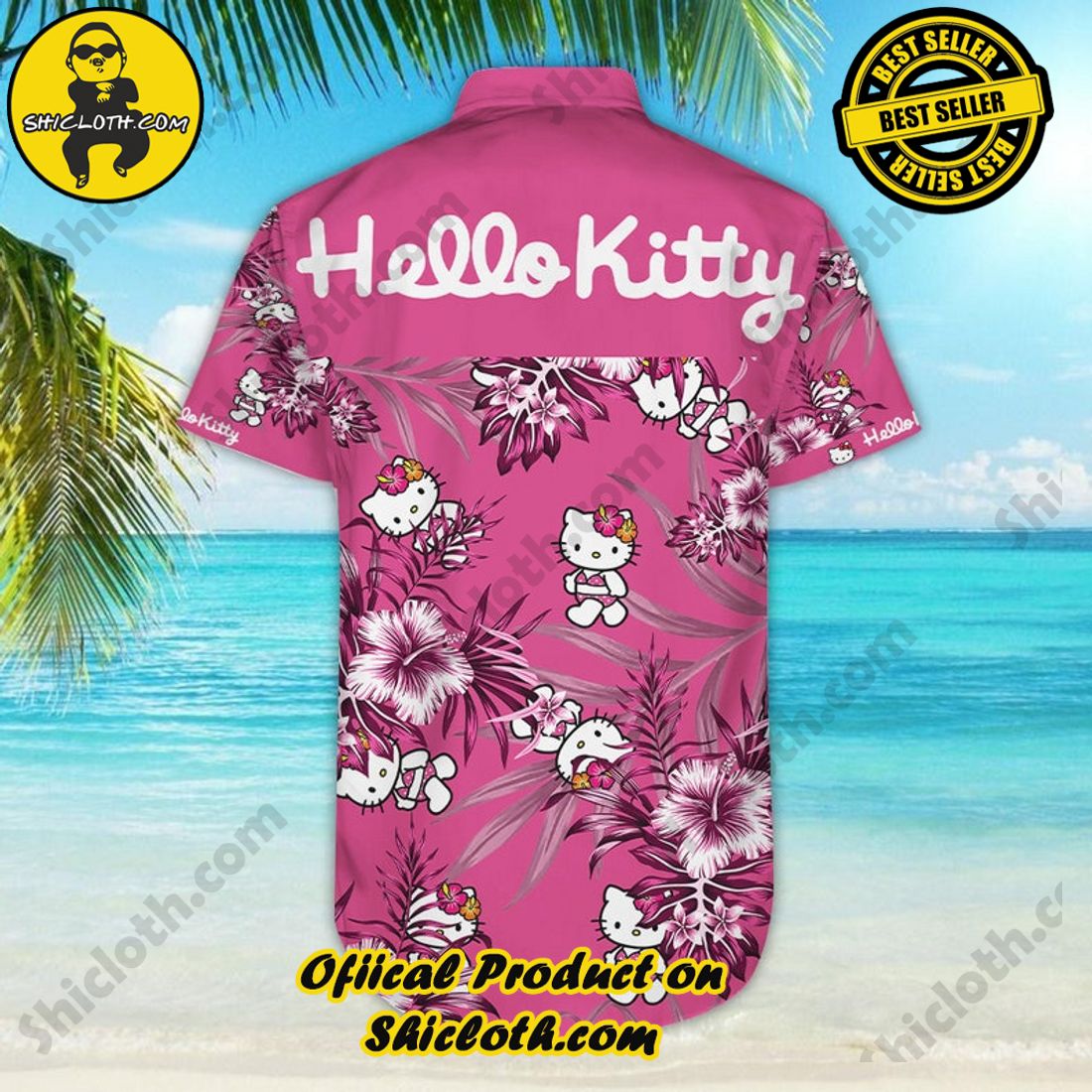 Hello Kitty Floral Aloha Pink Hawaiian Shirt - Shicloth