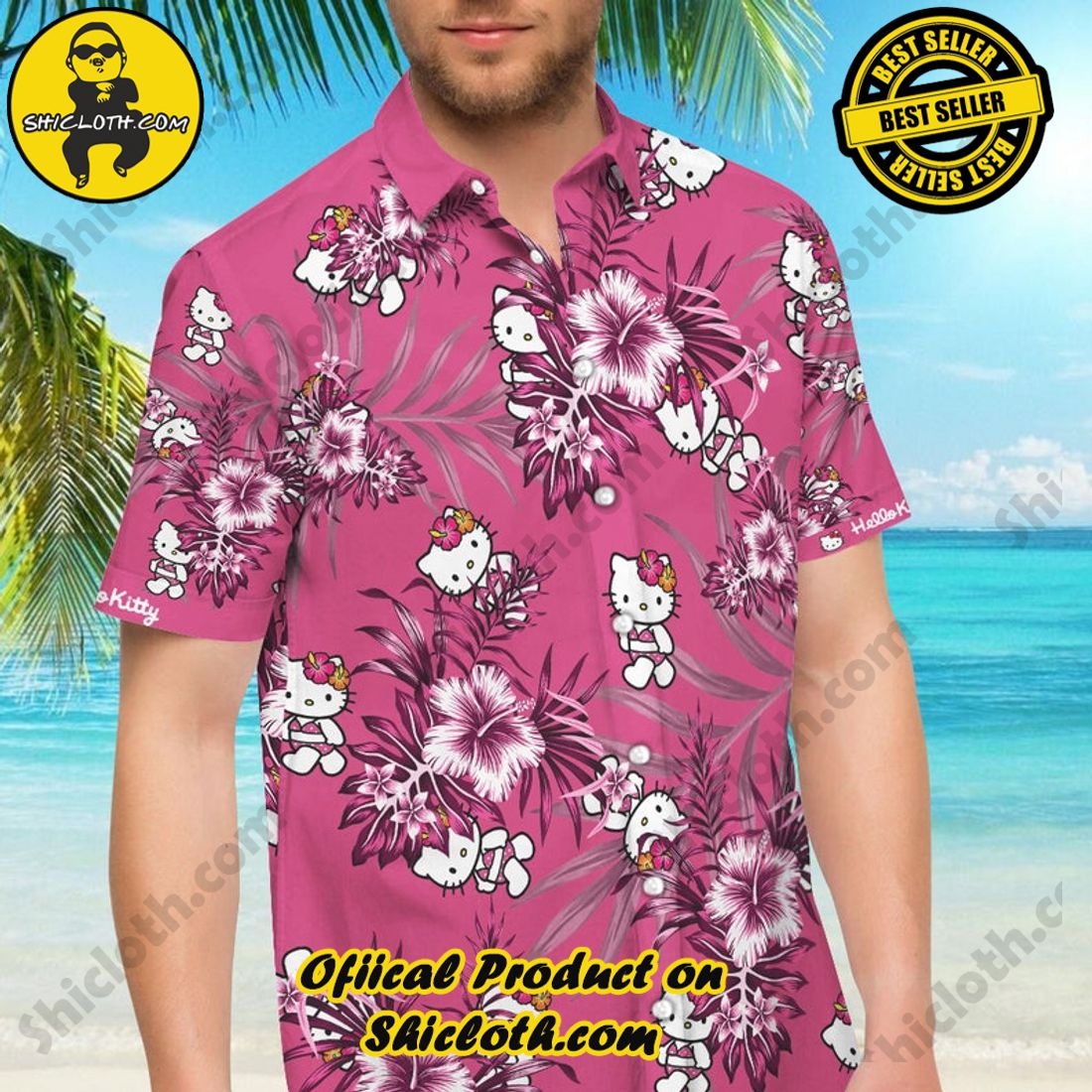 Hello Kitty Floral Aloha Pink Hawaiian Shirt - Shicloth