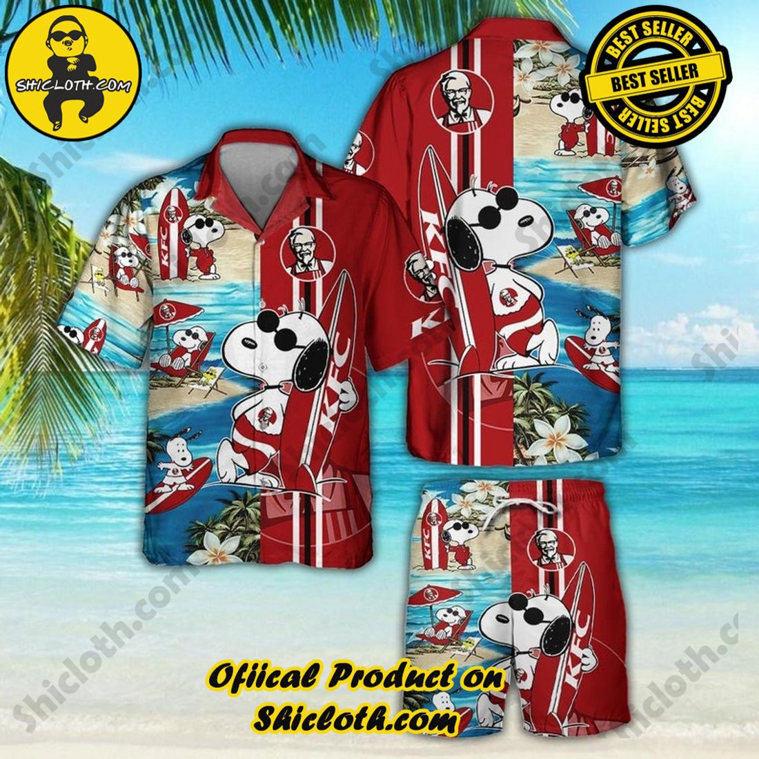 KFC Snoopy Peanuts Red Hawaiian Shirt - Shicloth