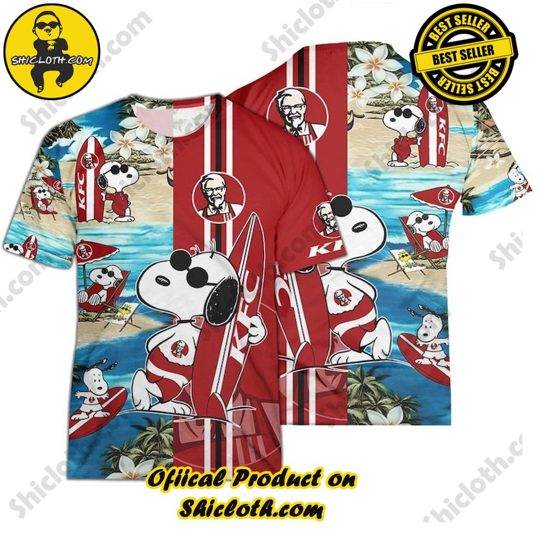 KFC Snoopy Peanuts Red Hawaiian Shirt - Shicloth