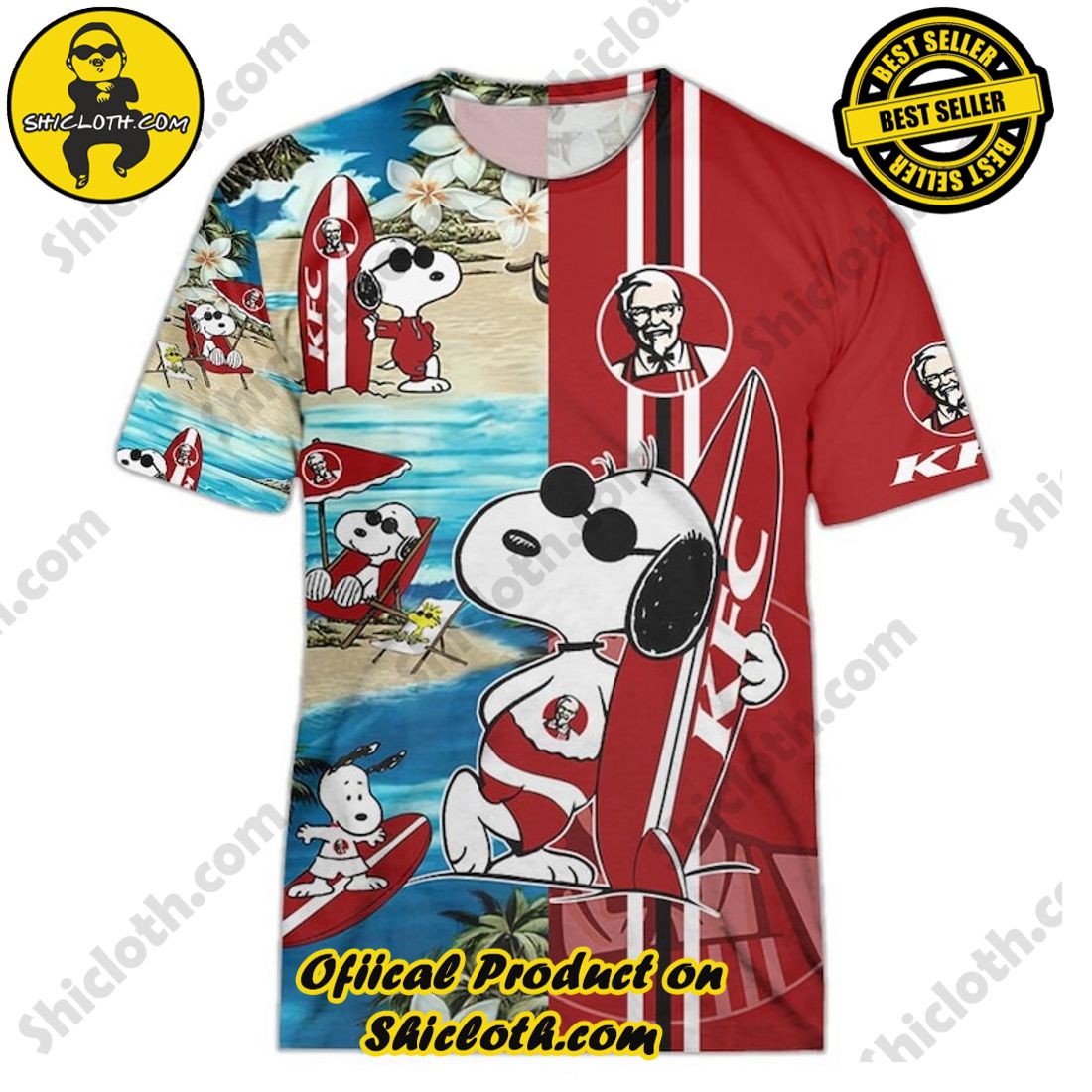KFC Snoopy Peanuts Red Hawaiian Shirt - Shicloth