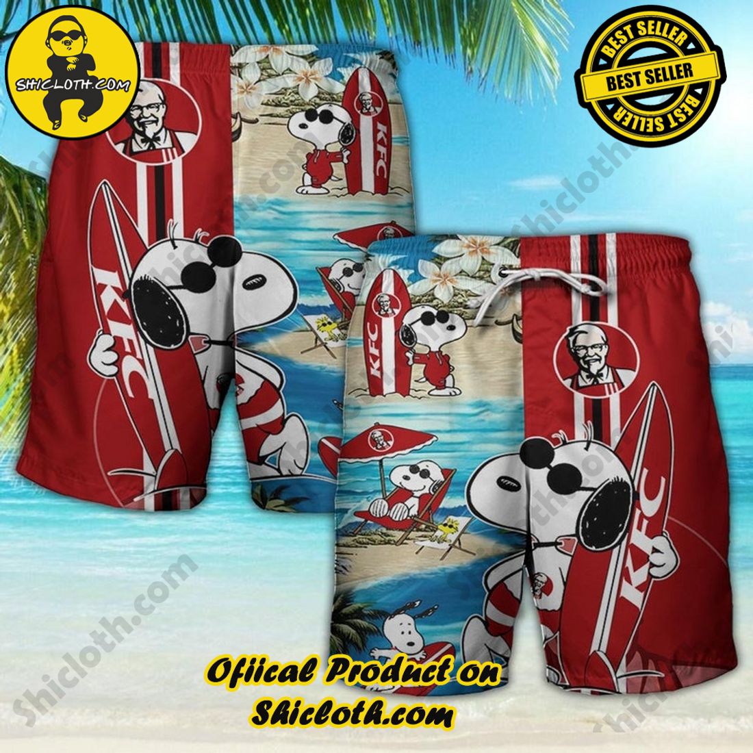 KFC Snoopy Peanuts Red Hawaiian Shirt - Shicloth