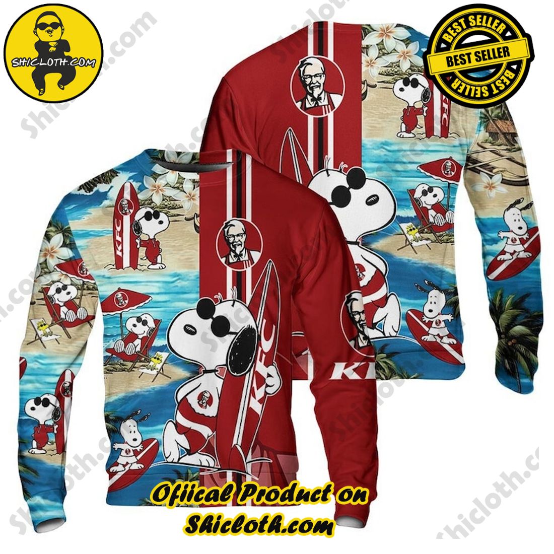 KFC Snoopy Peanuts Red Hawaiian Shirt - Shicloth