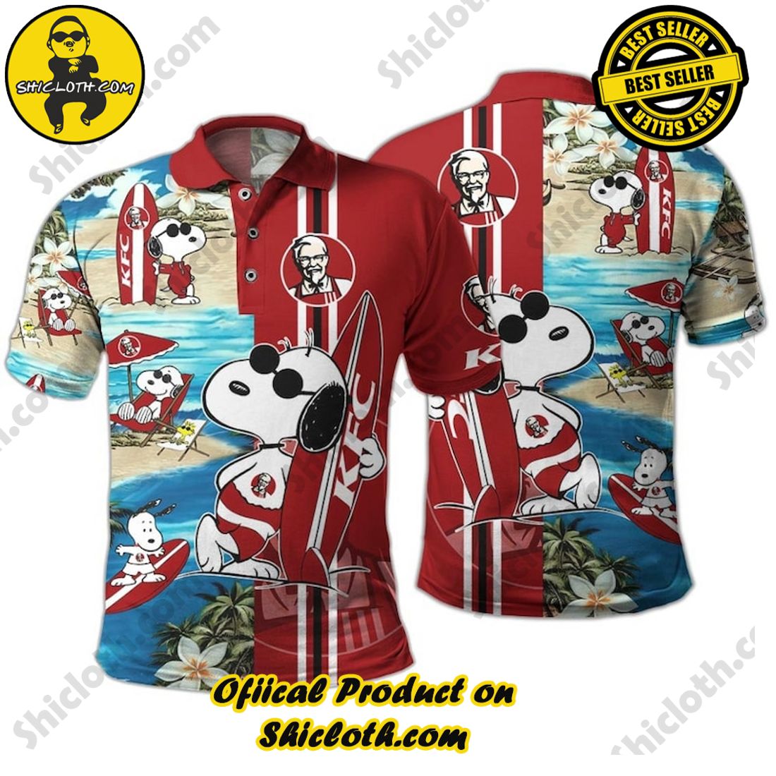 KFC Snoopy Peanuts Red Hawaiian Shirt - Shicloth