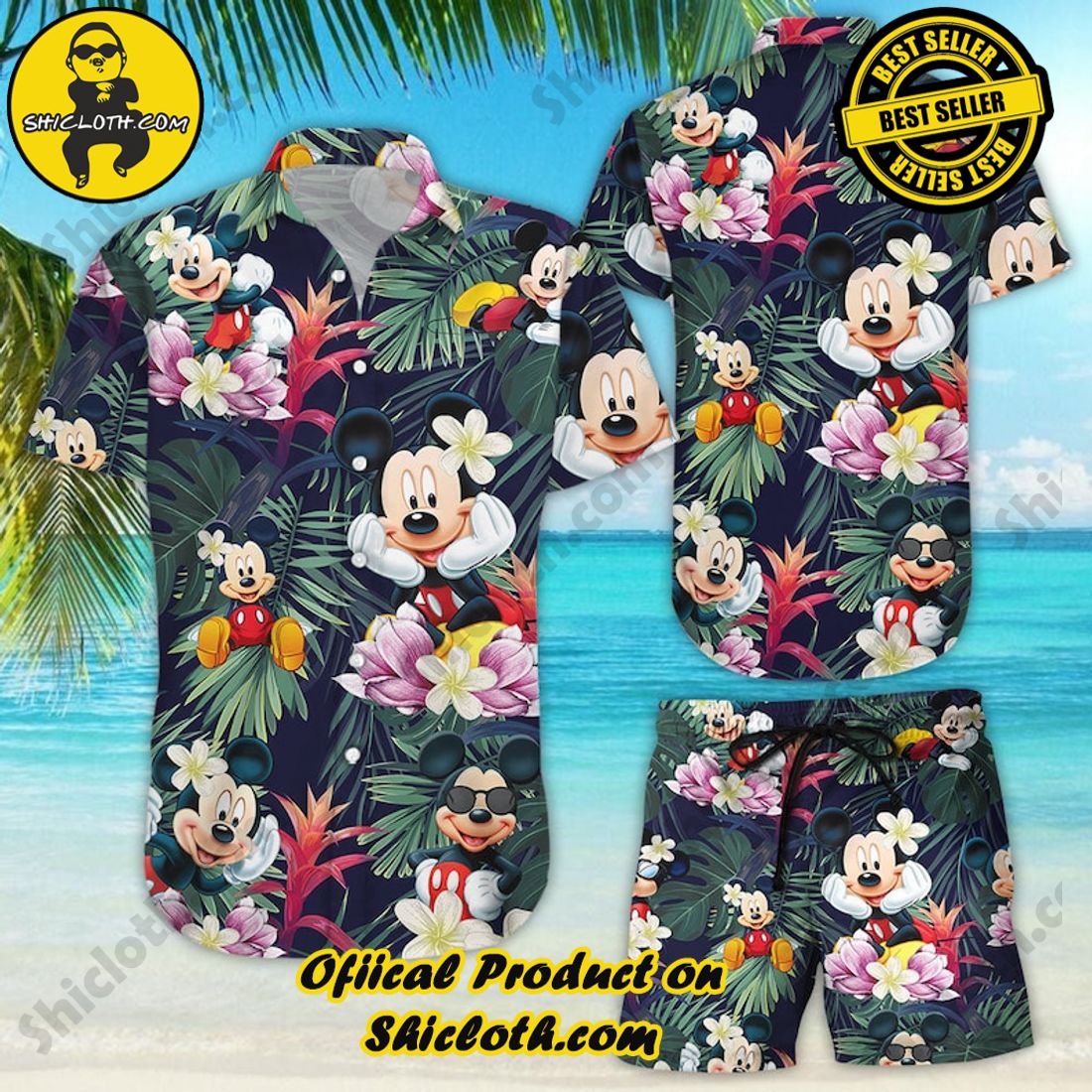 Mickey Mouse Walt Disney Floral Aloha Hawaiian Shirt - Shicloth