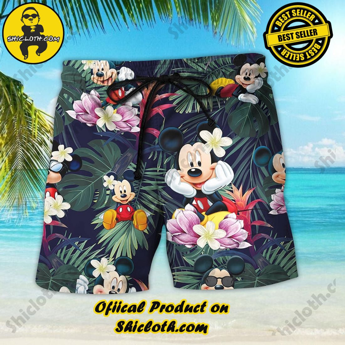 Mickey Mouse Walt Disney Floral Aloha Hawaiian Shirt - Shicloth