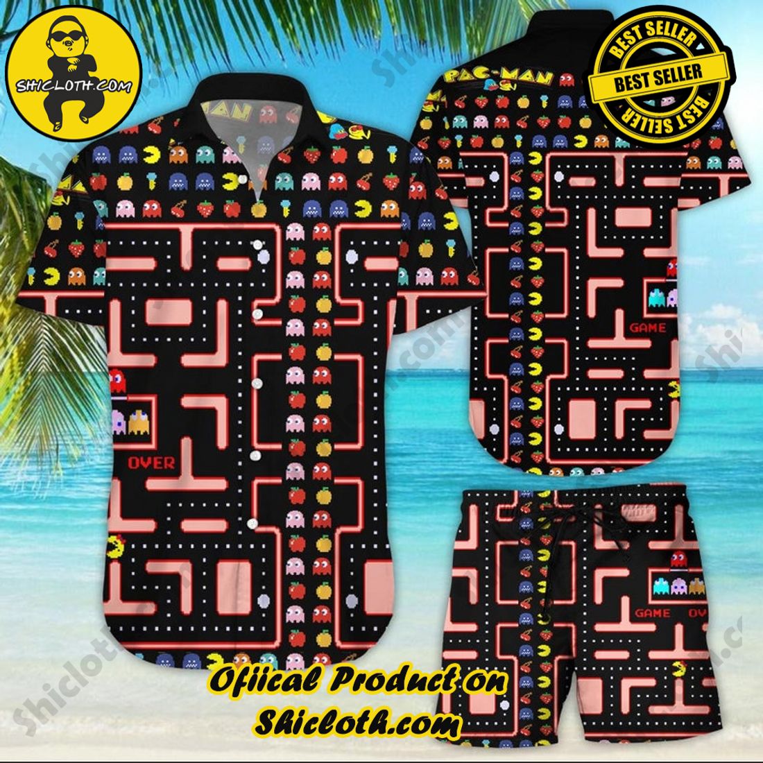 Pac Man Game Over Black Hawaiian Shirt - Shicloth