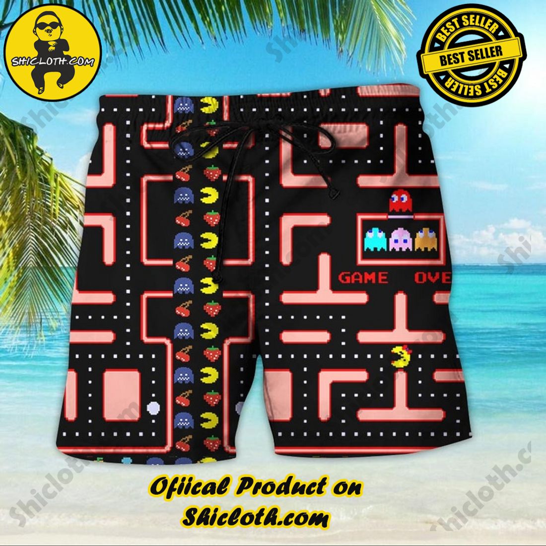 Pac Man Game Over Black Hawaiian Shirt - Shicloth