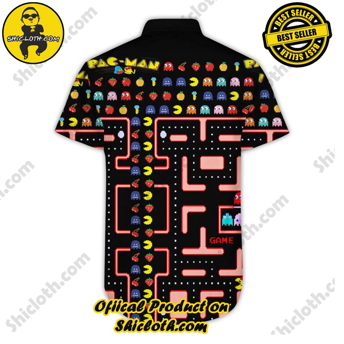 Pac Man Game Over Black Hawaiian Shirt - Shicloth
