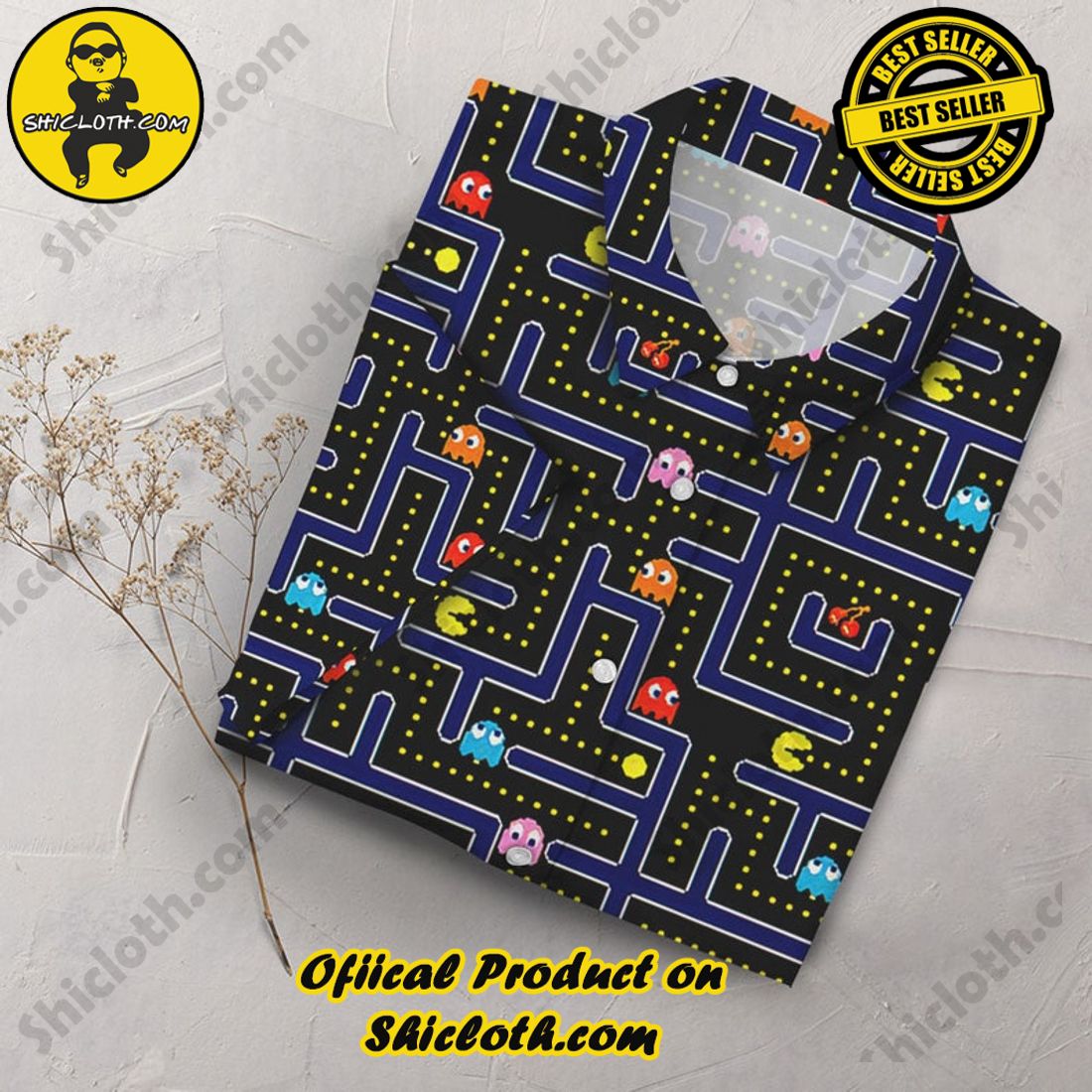Pacman Black Hawaiian Shirt - Shicloth