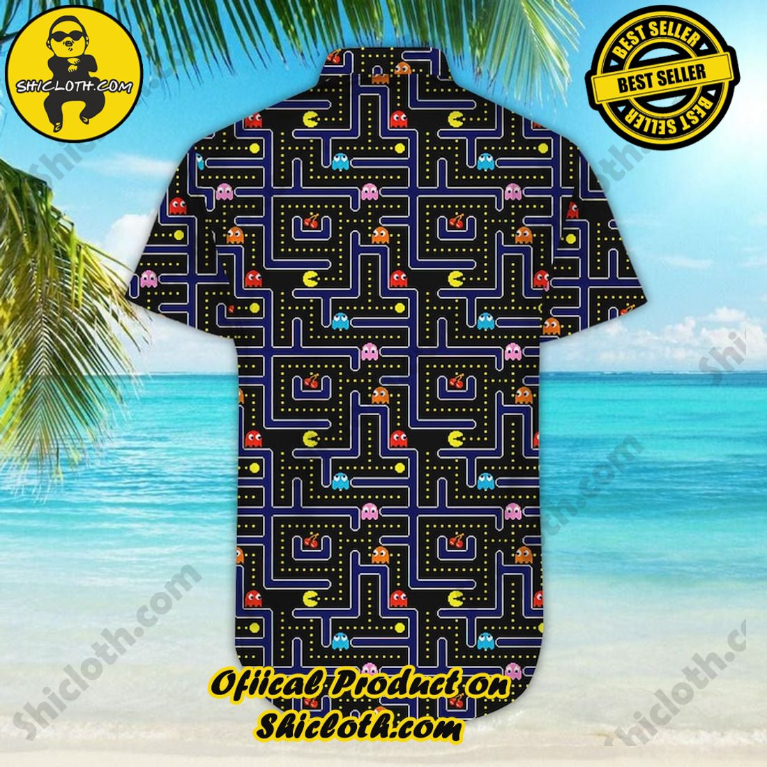 Pacman Black Hawaiian Shirt - Shicloth