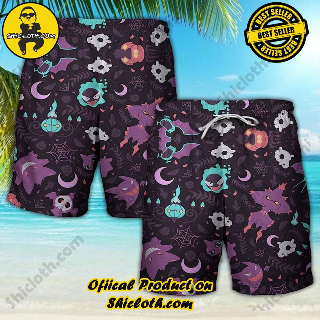 Pokemon Gengar Ghost Anime Purple Hawaiian Shirt - Shicloth