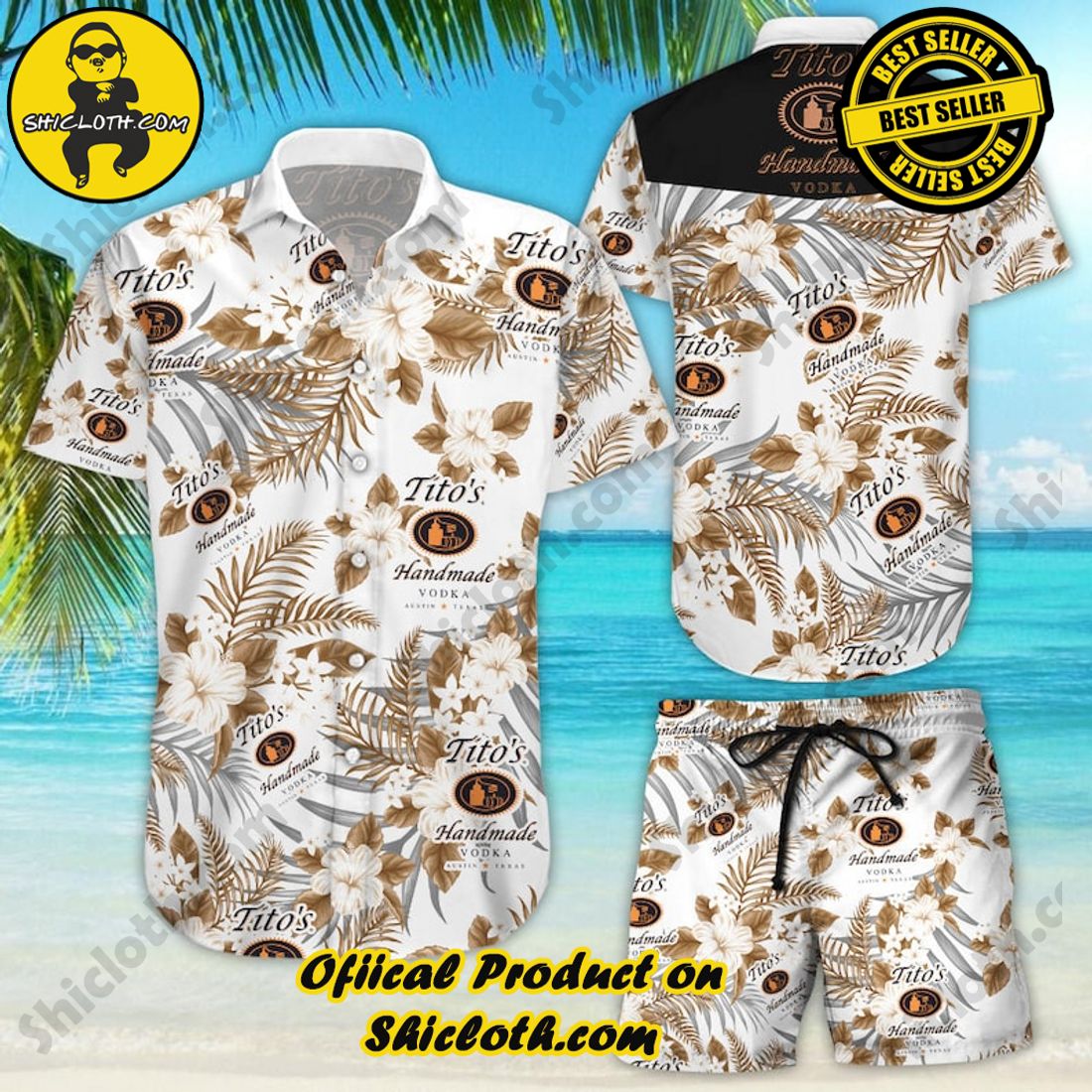 Titos Handmade Vodka Floral Aloha Hawaiian Shirt Shicloth