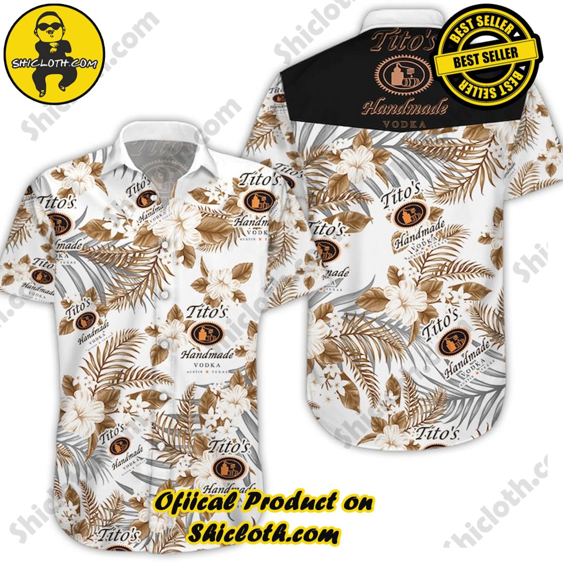 Titos Handmade Vodka Floral Aloha Hawaiian Shirt Shicloth