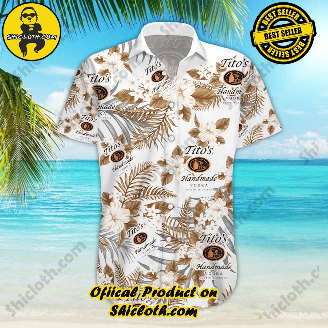 Titos Handmade Vodka Floral Aloha Hawaiian Shirt Shicloth