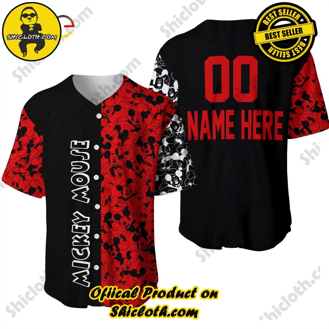 Mickey Fantasia Disney Cartoon Custom Name And Number Baseball Jersey Shicloth