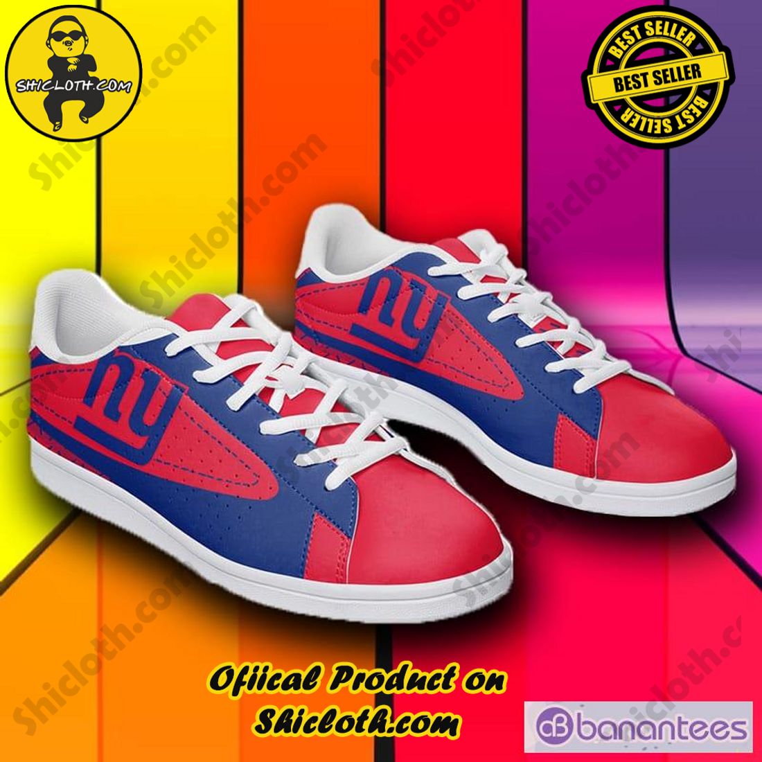 Nfl New York Giants Adidas Stan Smith Shoes Shicloth