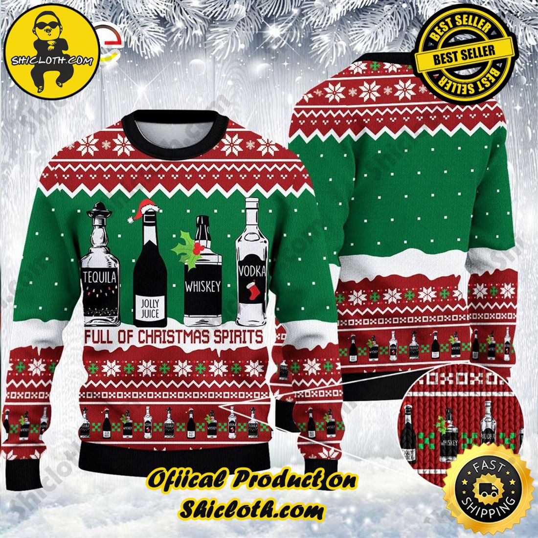 Full Of Christmas Spirit Ugly Sweater Shicloth