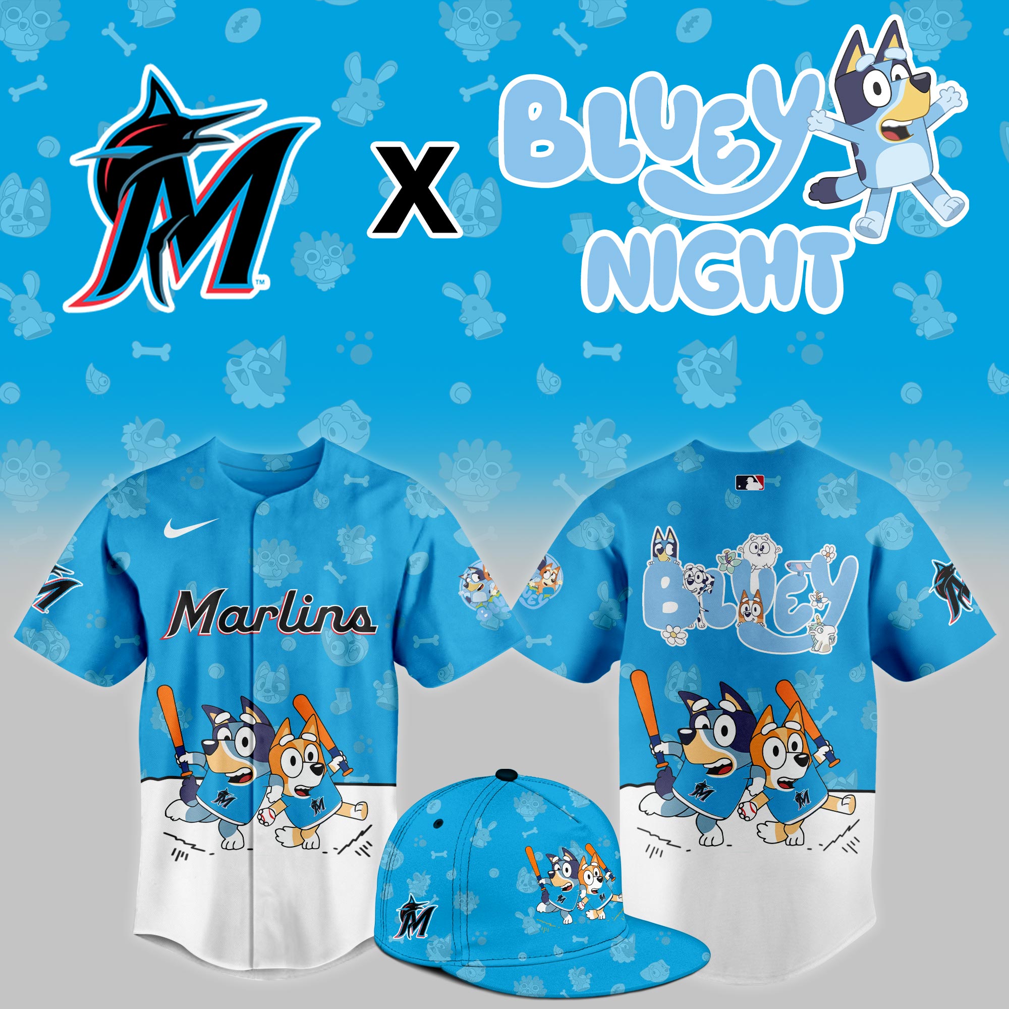 Best Seller Miami Marlins MLB x Bluey Night Jersey