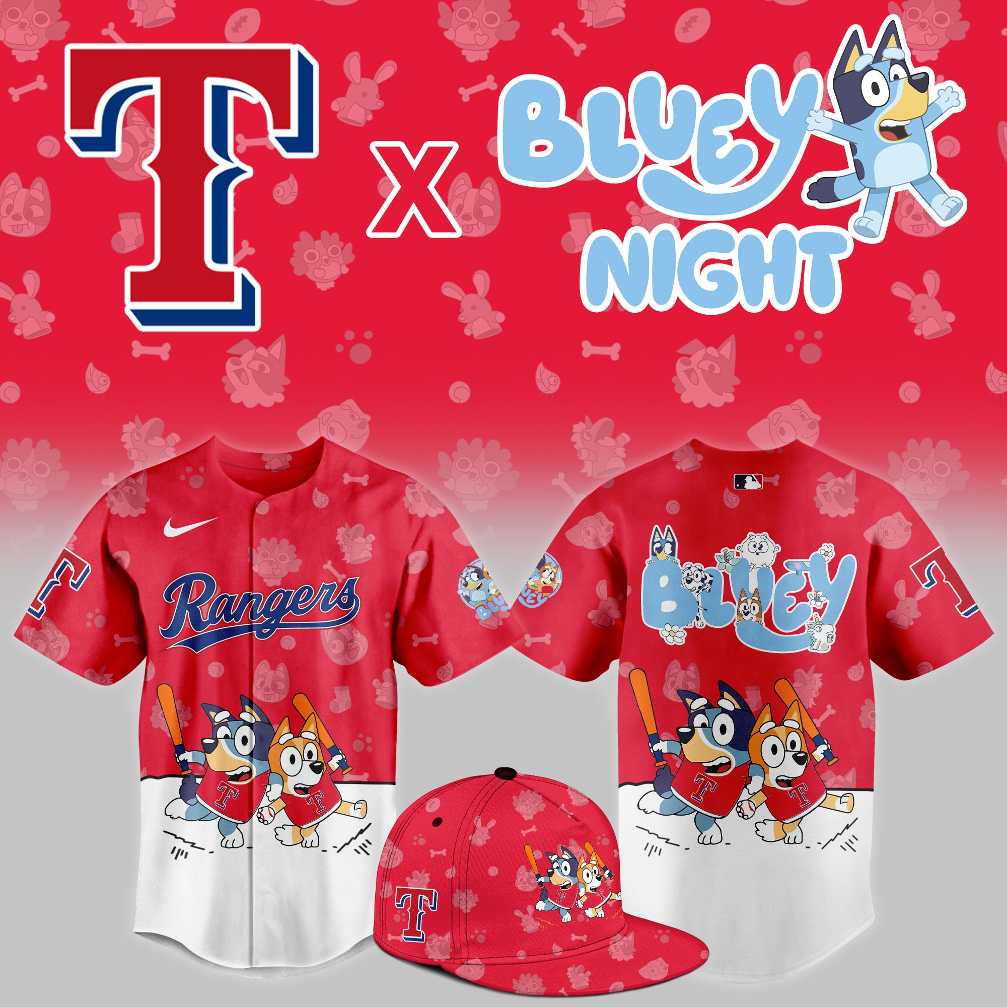 Best Seller Texas Rangers MLB x Bluey Night Jersey