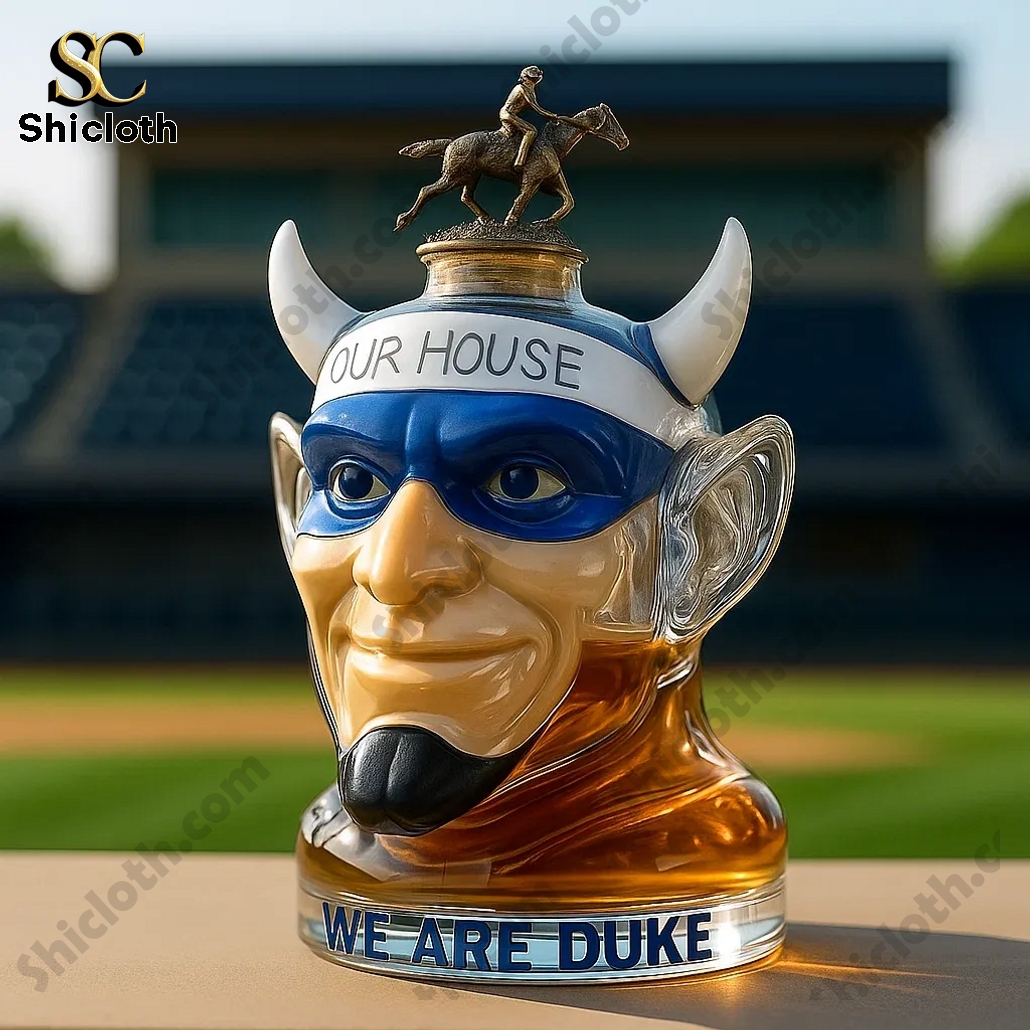 NEWEST Duke University Mascot Blue Devil Whiskey Bottle
