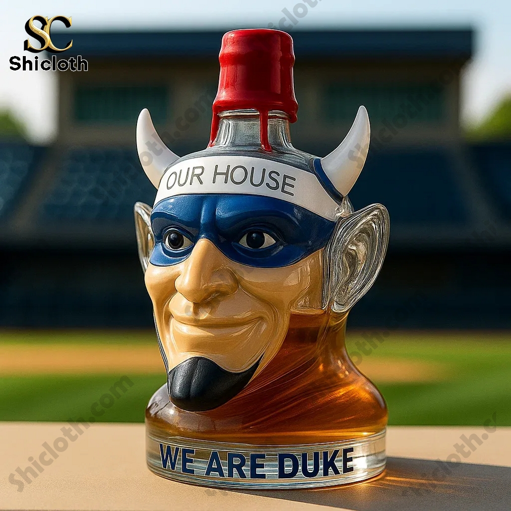 NEWEST Duke University Mascot Blue Devil Whiskey Bottle