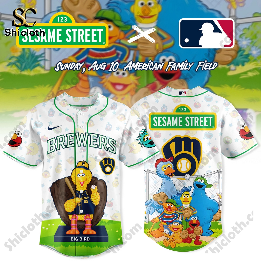 NEW Milwaukee Brewers x Sesame Street 2025 Baseball Jersey-Shicloth