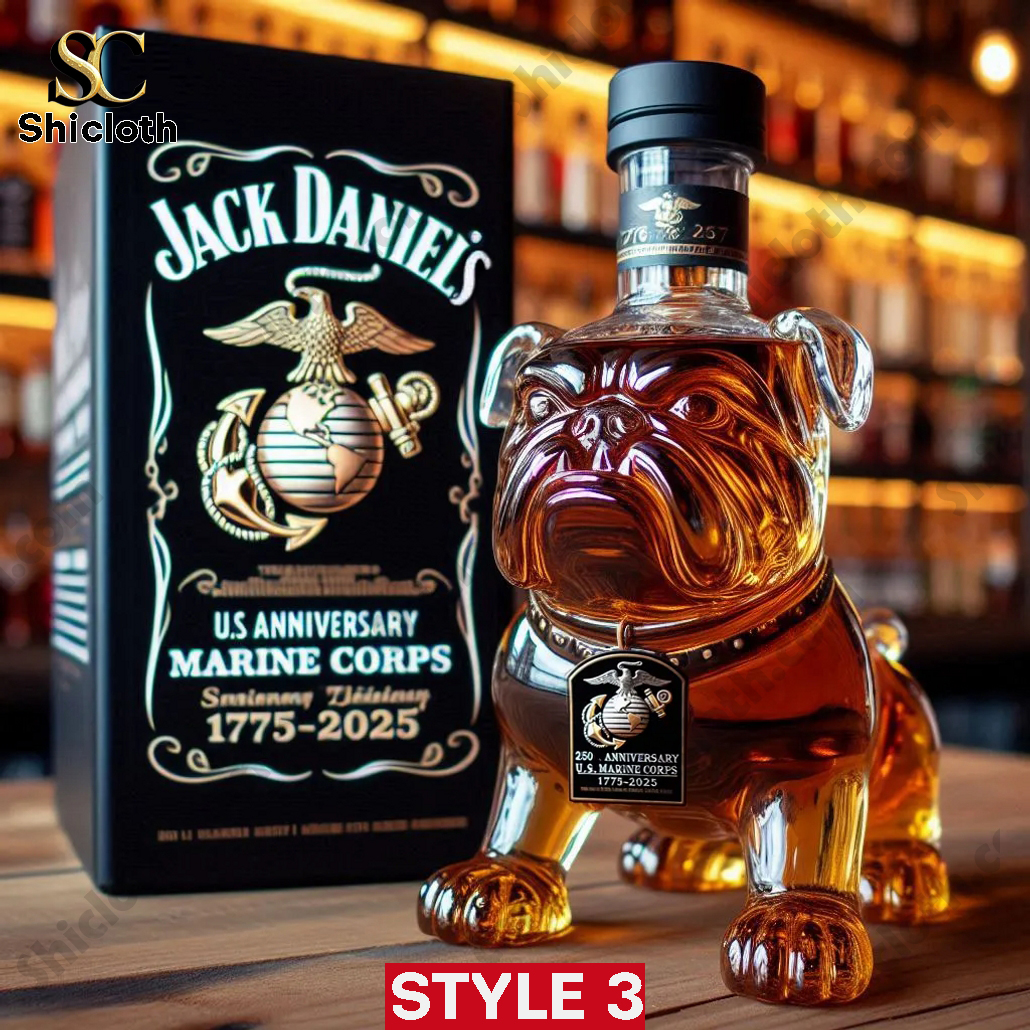 NEW USMC 250th Birthday Crown Royal Bulldog Whiskey Bottle-Shicloth