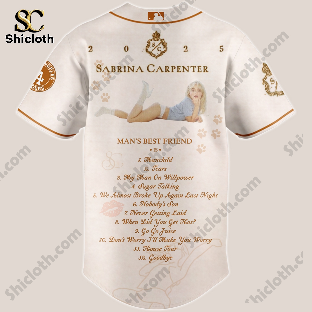 Sabrina Carpenter Man’s Best Friend 2025 Dodgers Jersey-Shicloth